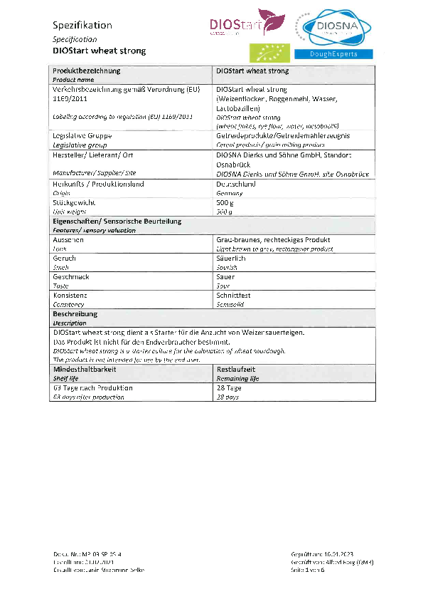 Diosna: DIOStart® wheat strong